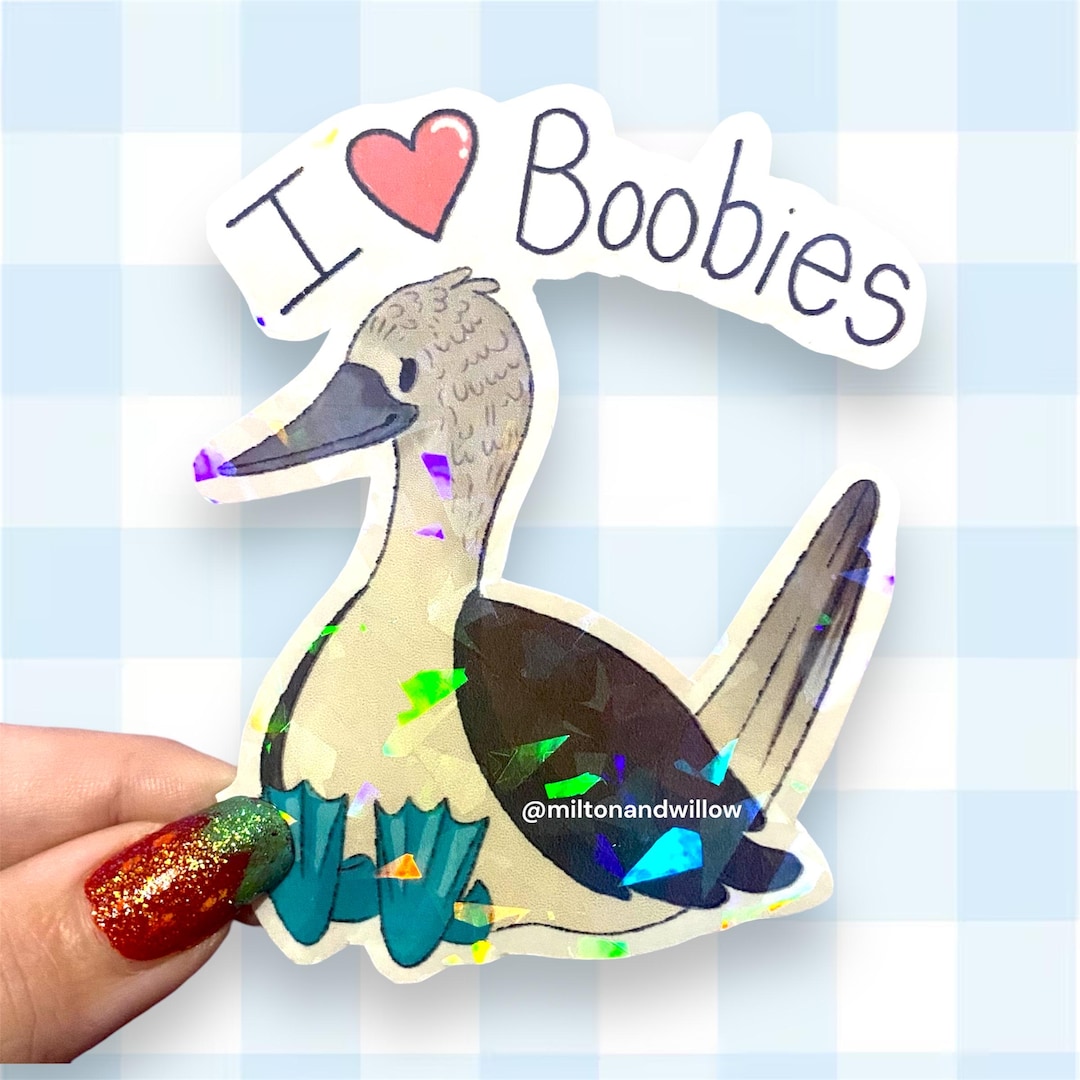 Blue Footed Booby Sticker - Holographic Rainbow Glitter Funny Meme Bird ...