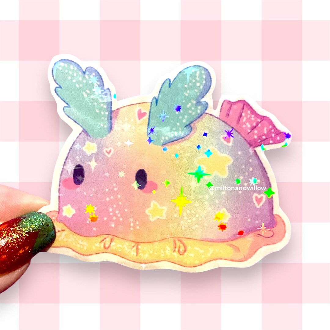 Kawaii Rainbow Sea Slug Sticker - Holographic Glitter Sea Cow - Etsy