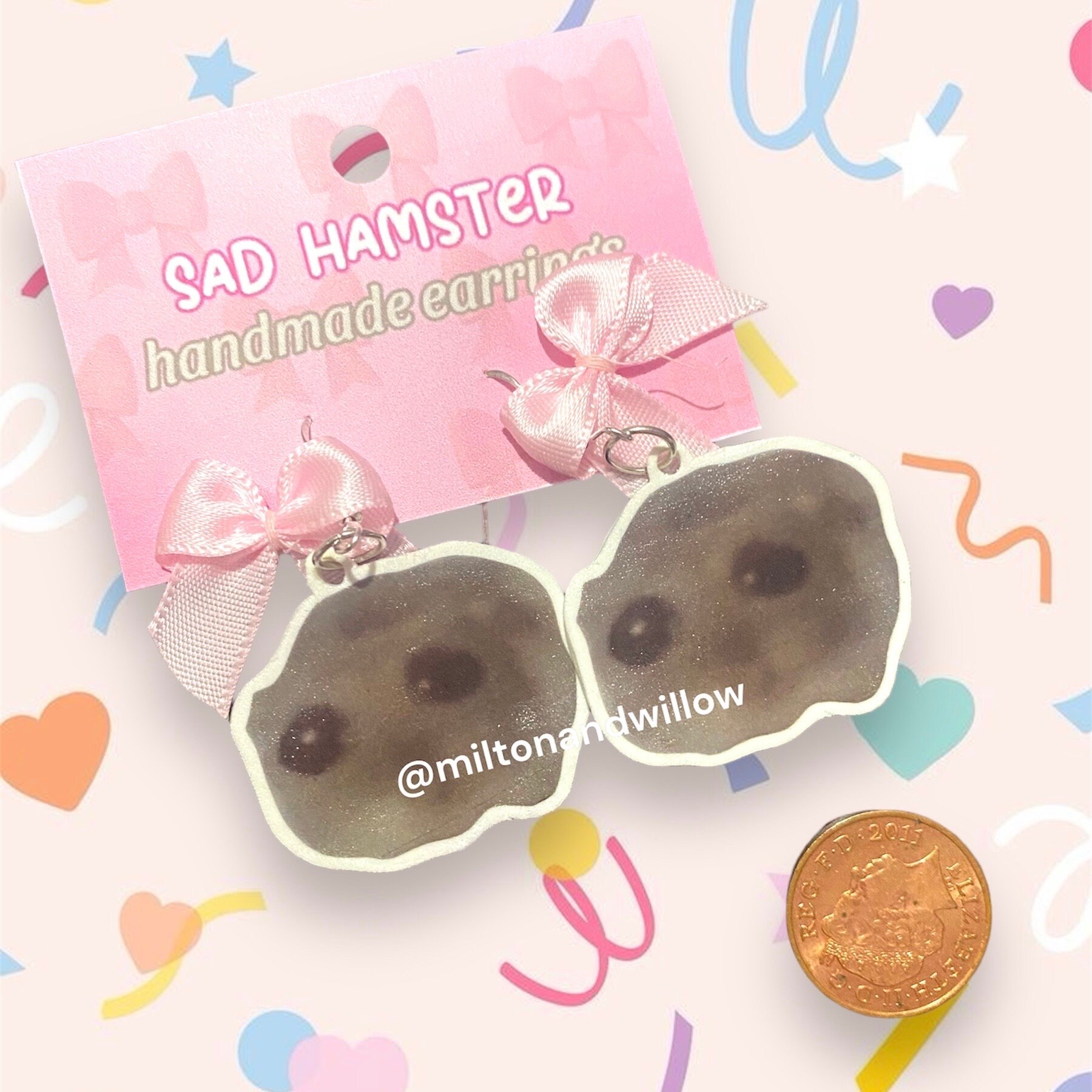 Sad Hamster With Pink Bows Meme Handmade Plastic Earrings - Etsy