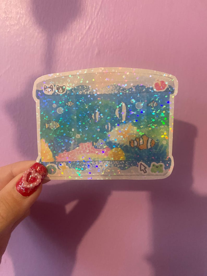 Nostalgic Aquarium Lamp- Frutiger Aero Holographic Sticker - Etsy