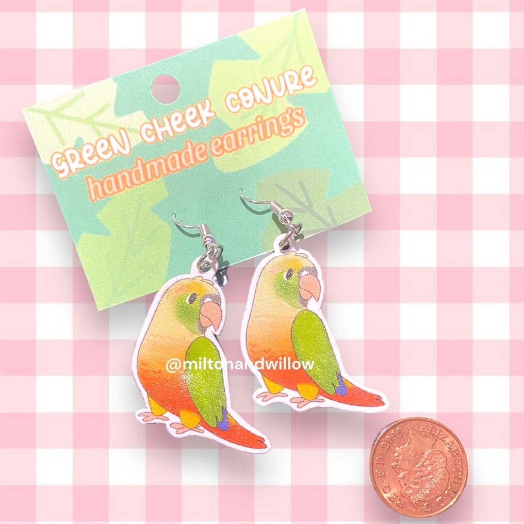 Cinnamon Green Cheek Conure Handmade Earrings - Etsy