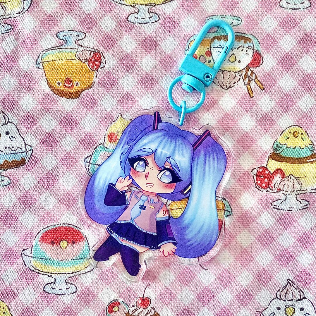 Hatsune Miku Keychain: Kawaii Chibi Vocaloid Acrylic Charm - Etsy