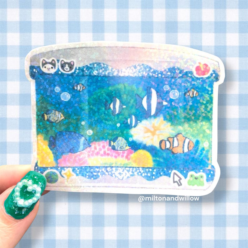 Nostalgic Aquarium Lamp- Frutiger Aero Holographic Sticker - Etsy