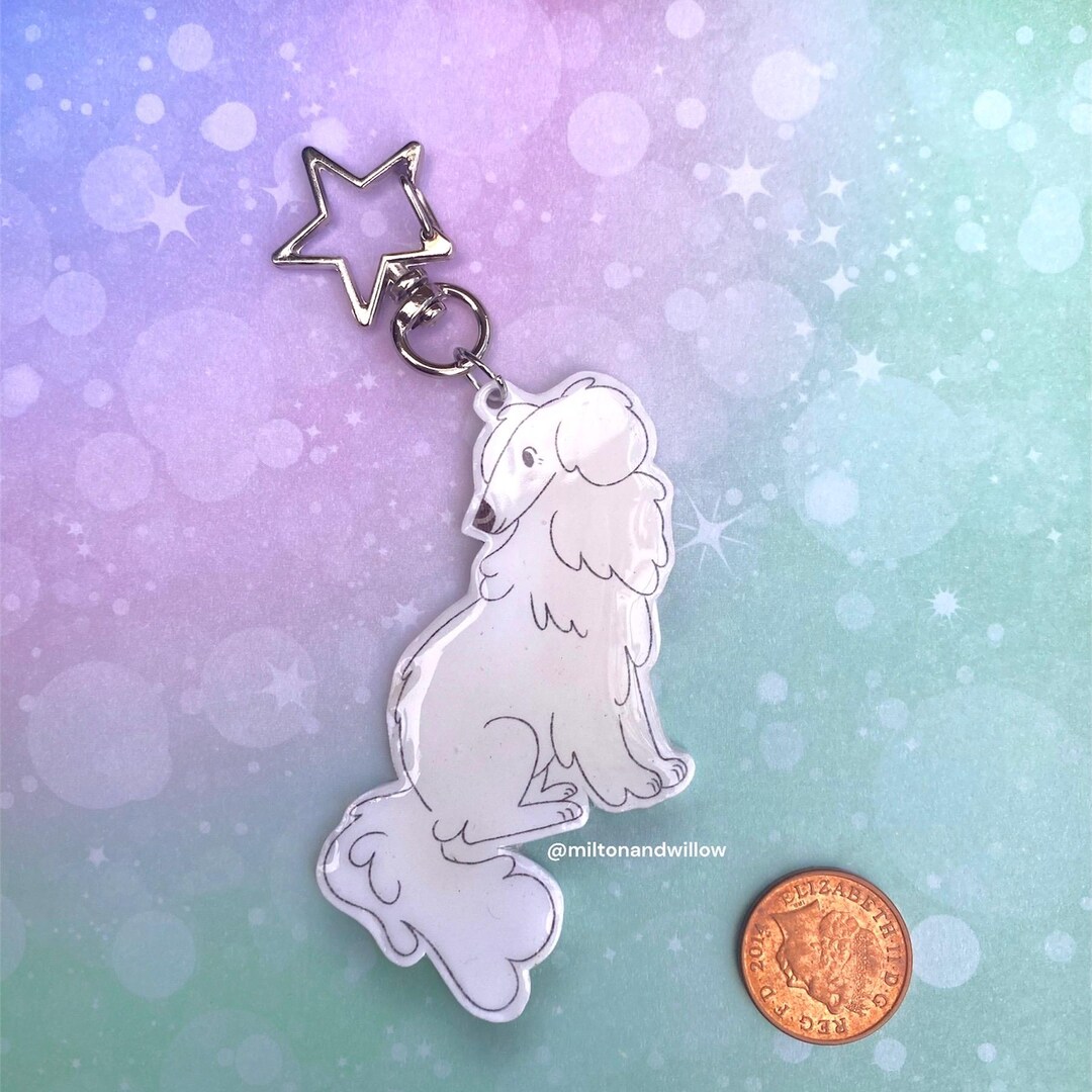 Borzoi Dog Keychain Kawaii Resin Fluffy Borzoi Dog Star Keyring - Etsy