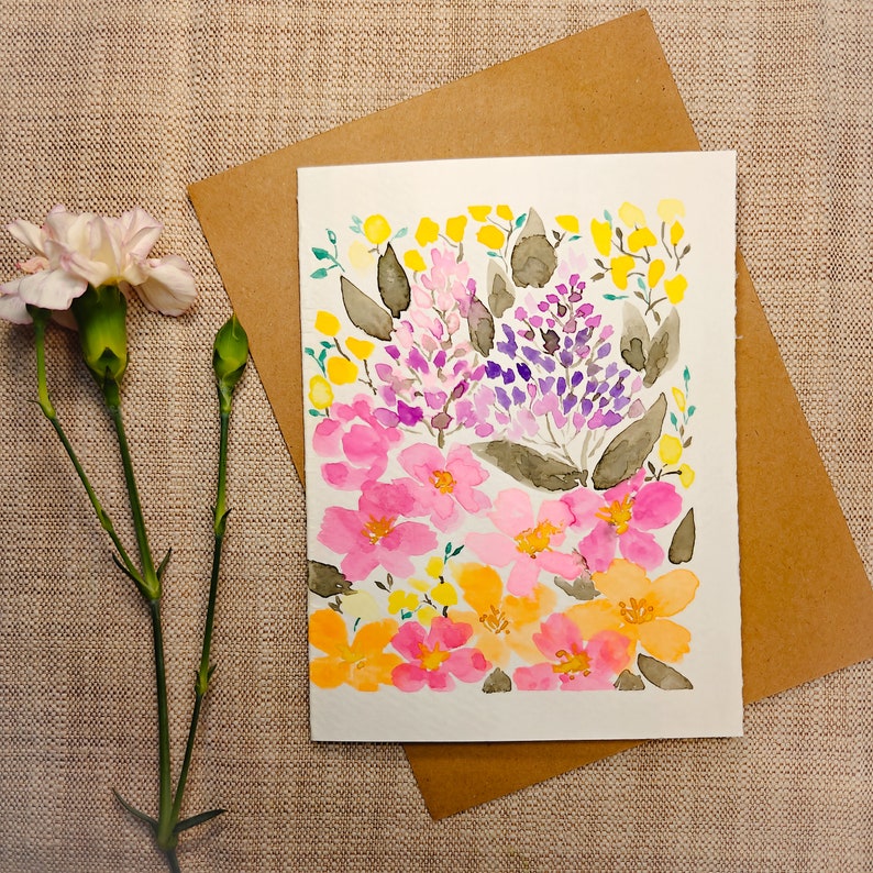 Original Hand Painted NOT A PRINT Watercolor Floral Card All Occasion ...