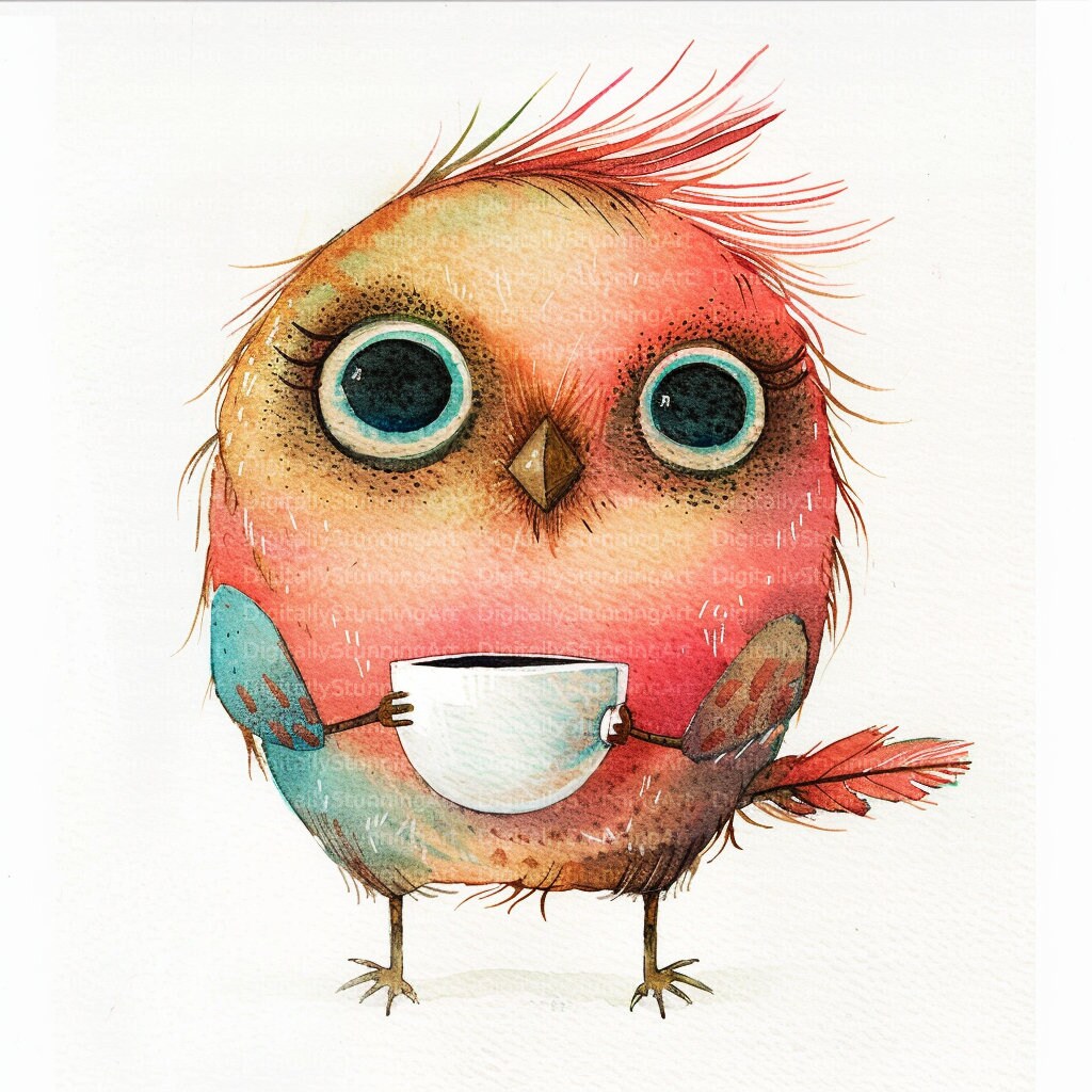 15 Whimsical Birds Watercolor Clipart, Digital Clipart, Commercial Use ...