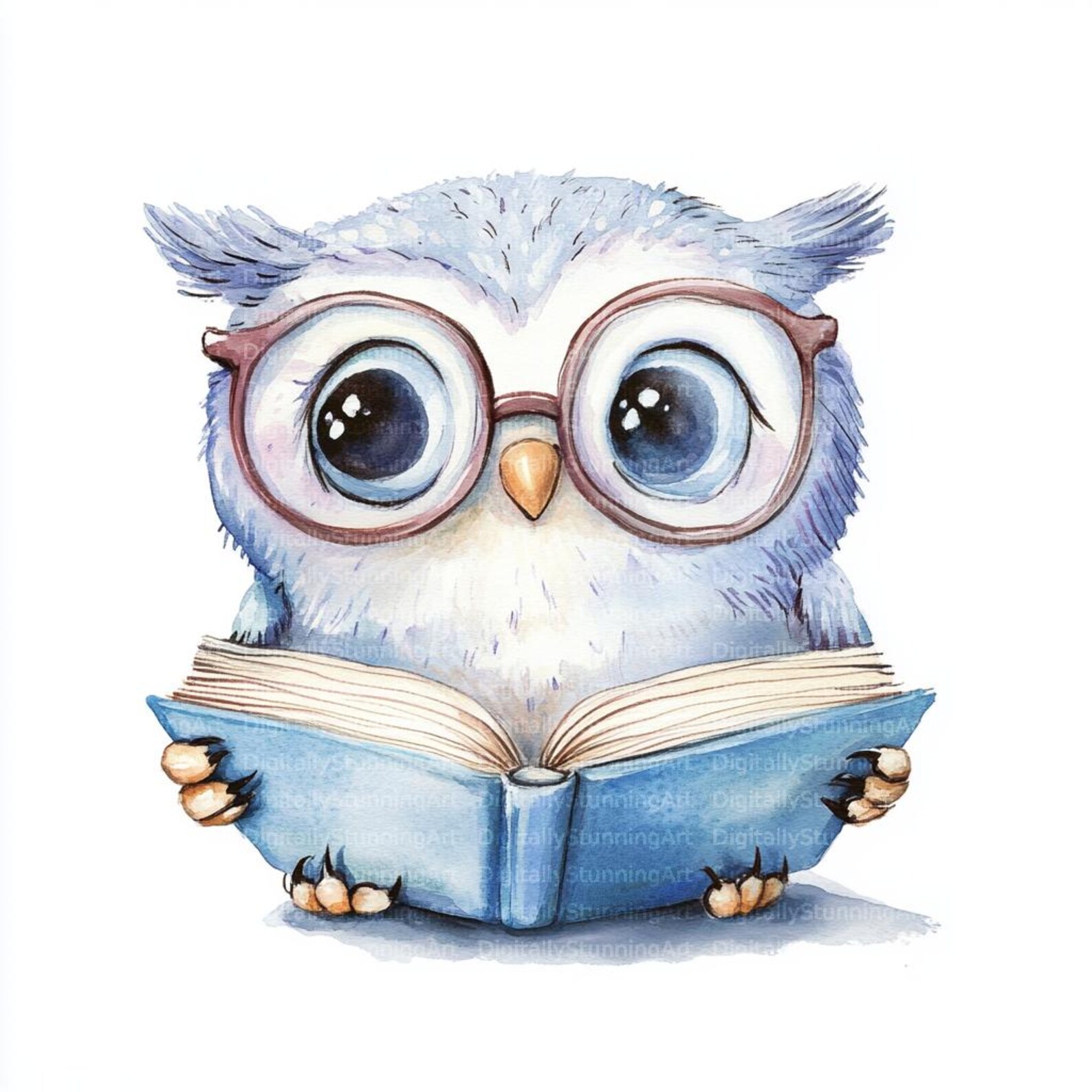 15 Cute Smart Owls Watercolor Clipart, Cute Baby Owls, Commercial Use, High Quality JPG ...