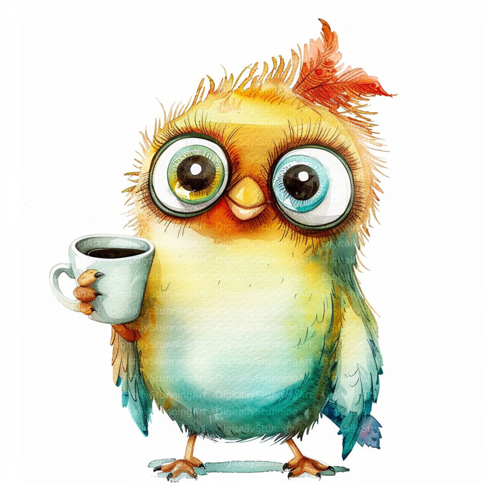 15 Whimsical Birds Watercolor Clipart, Digital Clipart, Commercial Use ...