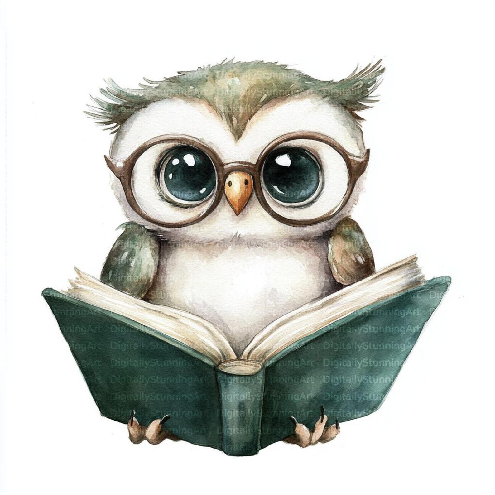 15 Cute Smart Owls Watercolor Clipart, Cute Baby Owls, Commercial Use, High Quality JPG ...