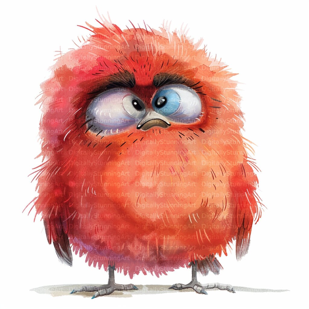 15 Grumpy Birds Watercolor Clipart, Digital Clipart, Commercial Use ...