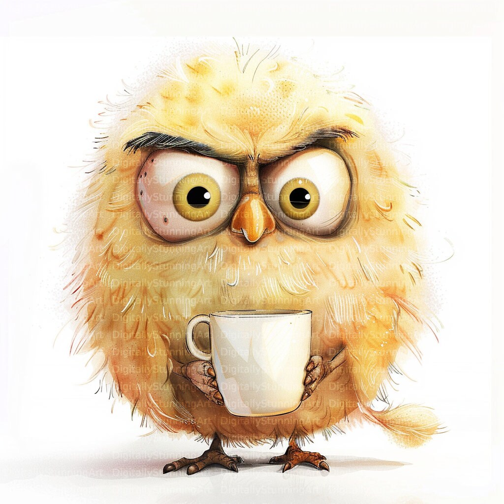 Grumpy Watercolor Bird Clipart, Commercial Use (digital Download) - Etsy
