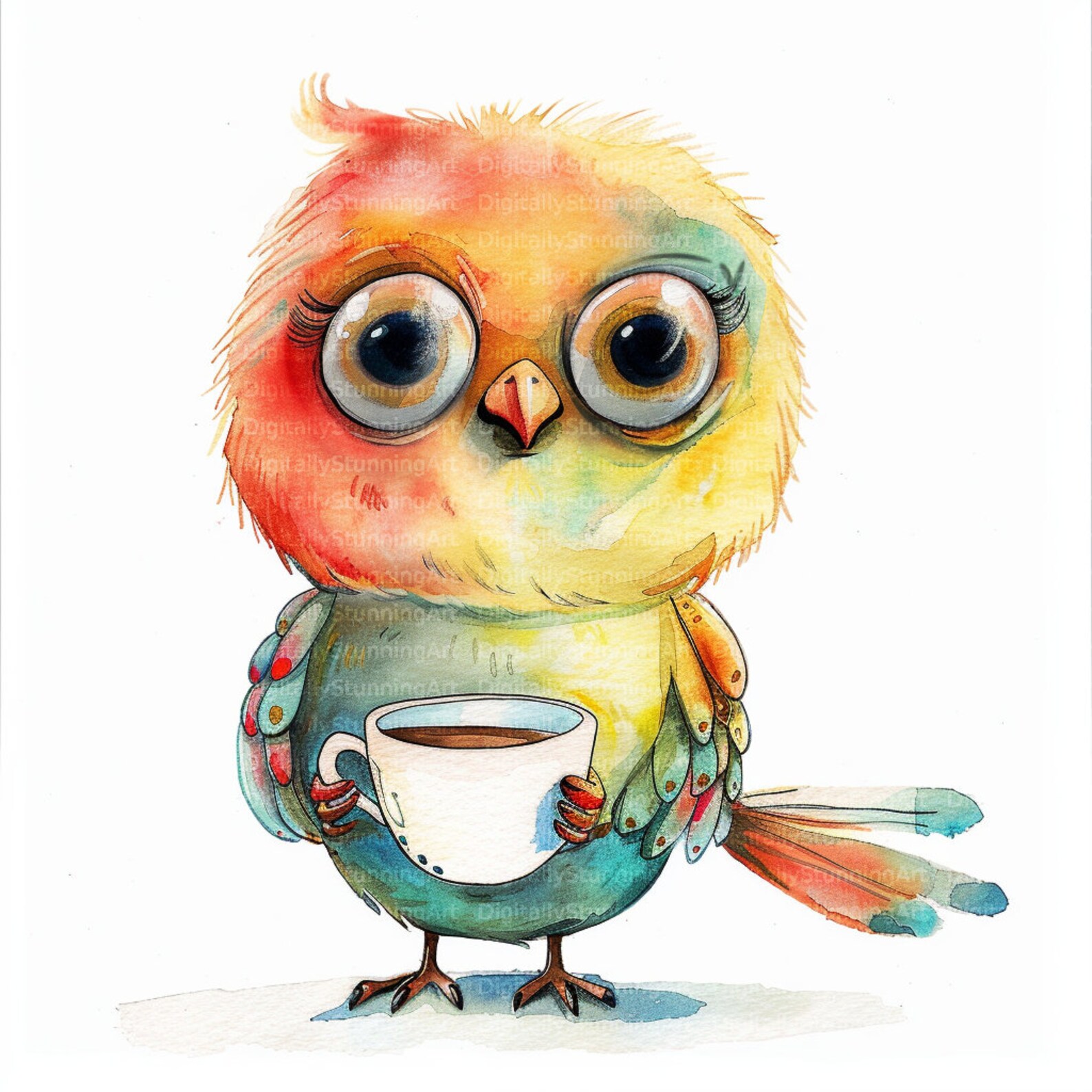 15 Whimsical Birds Watercolor Clipart, Digital Clipart, Commercial Use ...