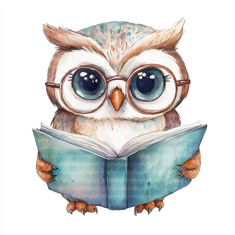 15 Cute Smart Owls Watercolor Clipart, Cute Baby Owls, Commercial Use, High Quality JPG ...