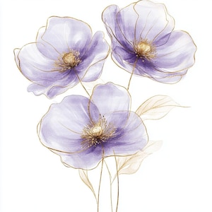 15 Purple Abstract Flowers Clipart, Digital Clipart, Commercial Use ...