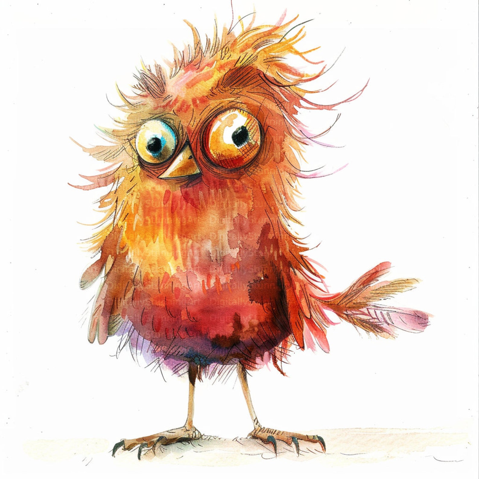 15 Whimsical Birds Watercolor Clipart, Digital Clipart, Commercial Use ...