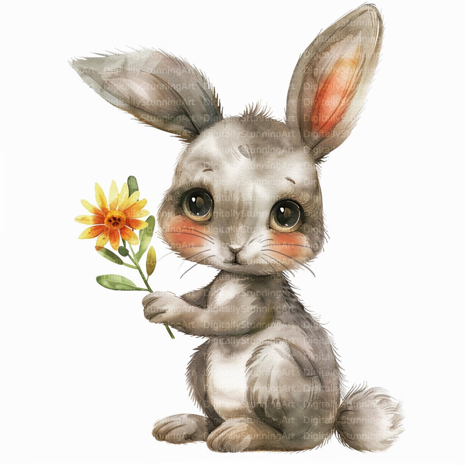 15 Cute Rabbits Watercolor Clipart, Digital Clipart, Commercial Use ...