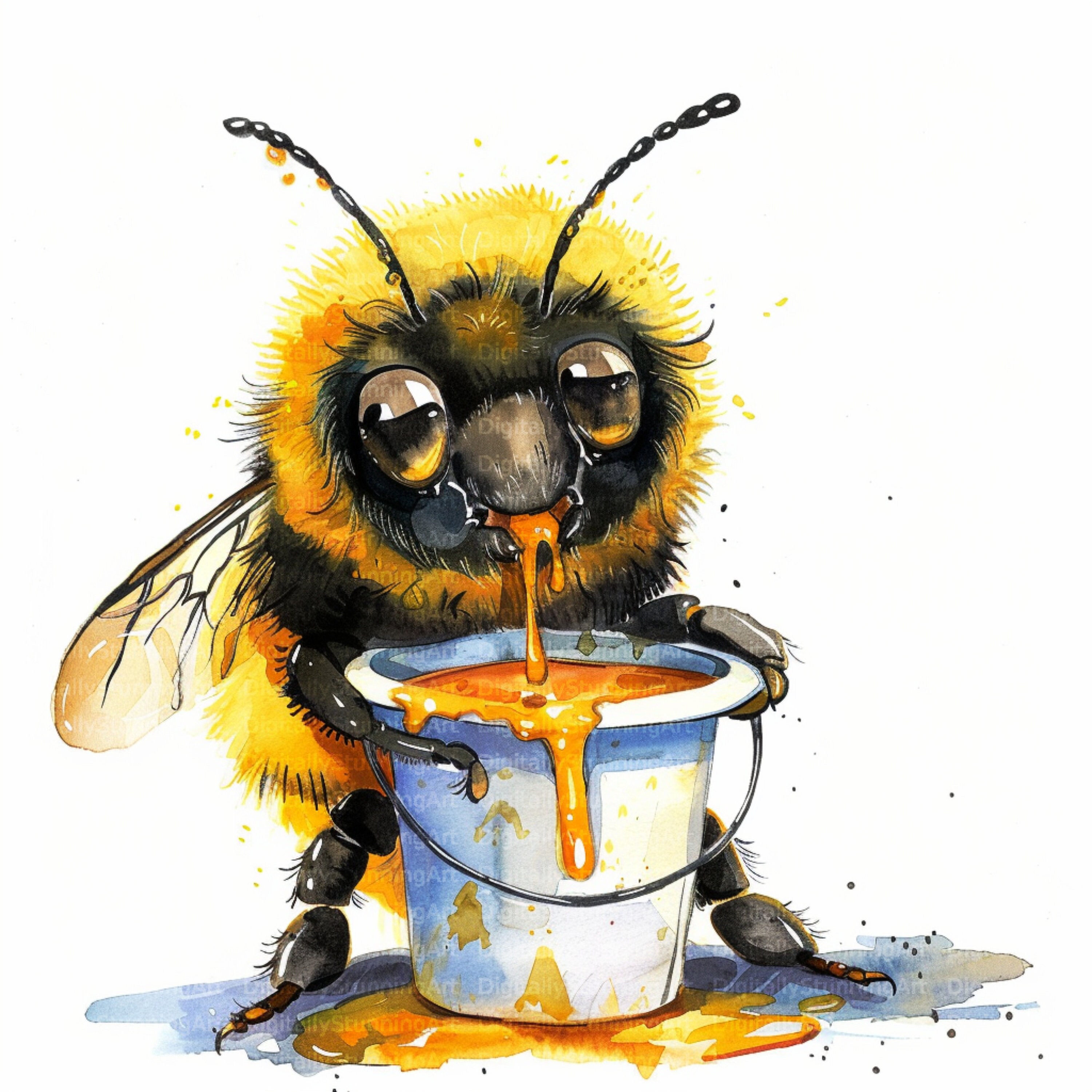 15 Cute Bees Watercolor Clipart, Digital Clipart, High Quality JPG ...