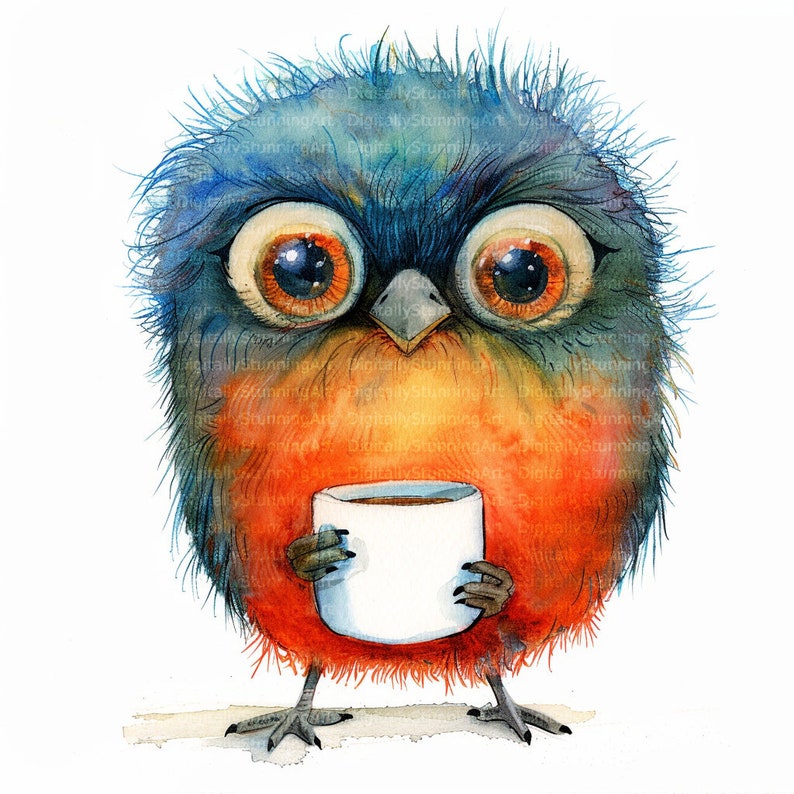 15 Whimsical Birds Watercolor Clipart, Digital Clipart, Commercial Use ...