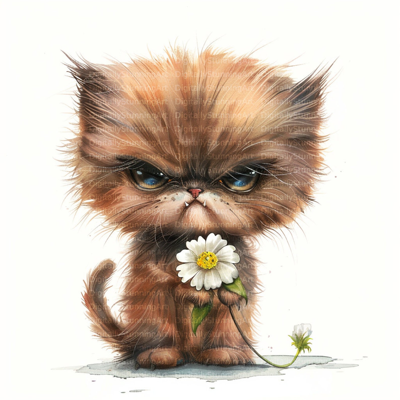 15 Grumpy Kittens Watercolor Clipart, Digital Clipart, Commercial Use ...