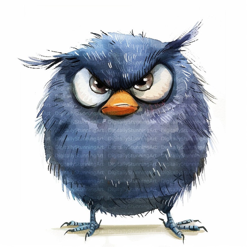 15 Grumpy Birds Watercolor Clipart, Digital Clipart, Commercial Use ...