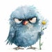 15 Grumpy Birds Watercolor Clipart, Fluffy Cute Birds, Commercial Use ...