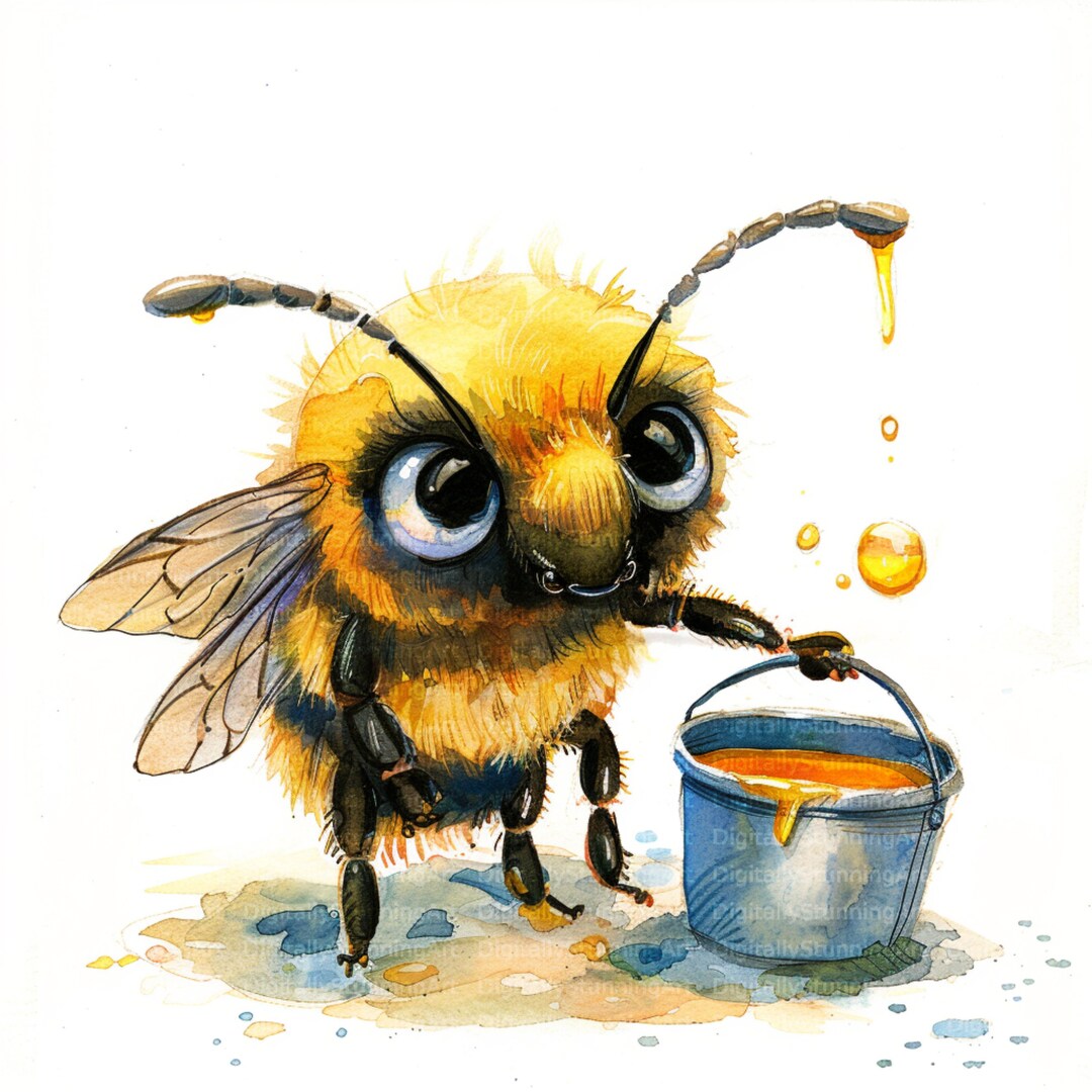 Watercolor Bees Clipart, Nursery Art (digital Download - Etsy