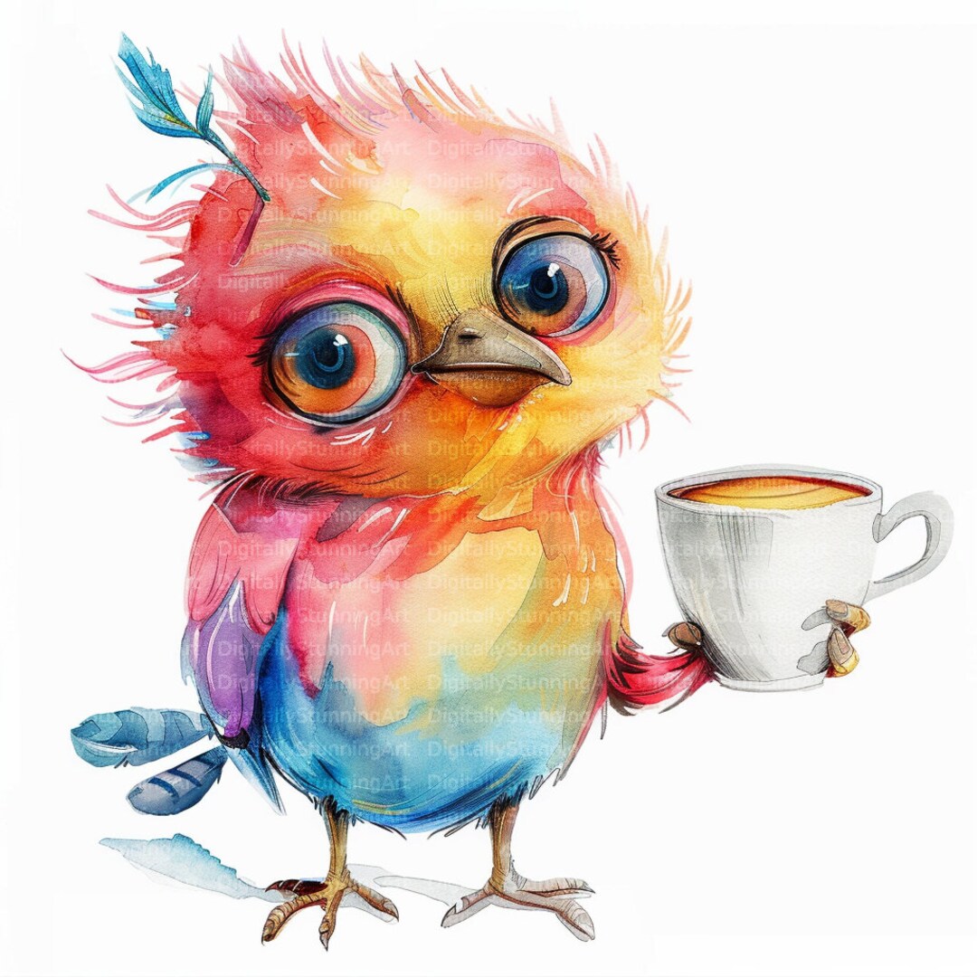 15 Whimsical Birds Watercolor Clipart, Digital Clipart, Commercial Use ...