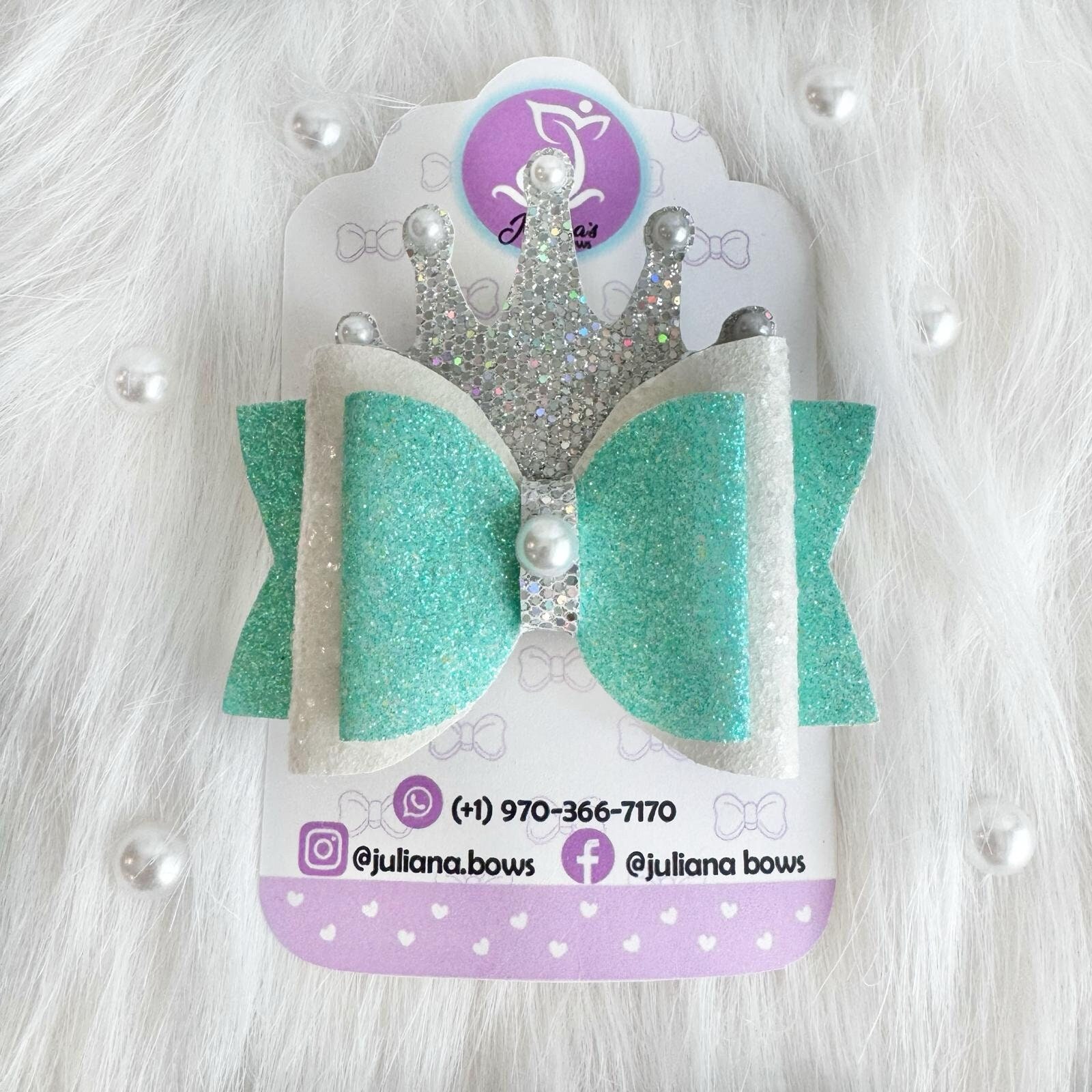 Princess Bow, Crown Bow, Pretty Bow, Girls Bow, Glitter Bow, Faux Fur ...