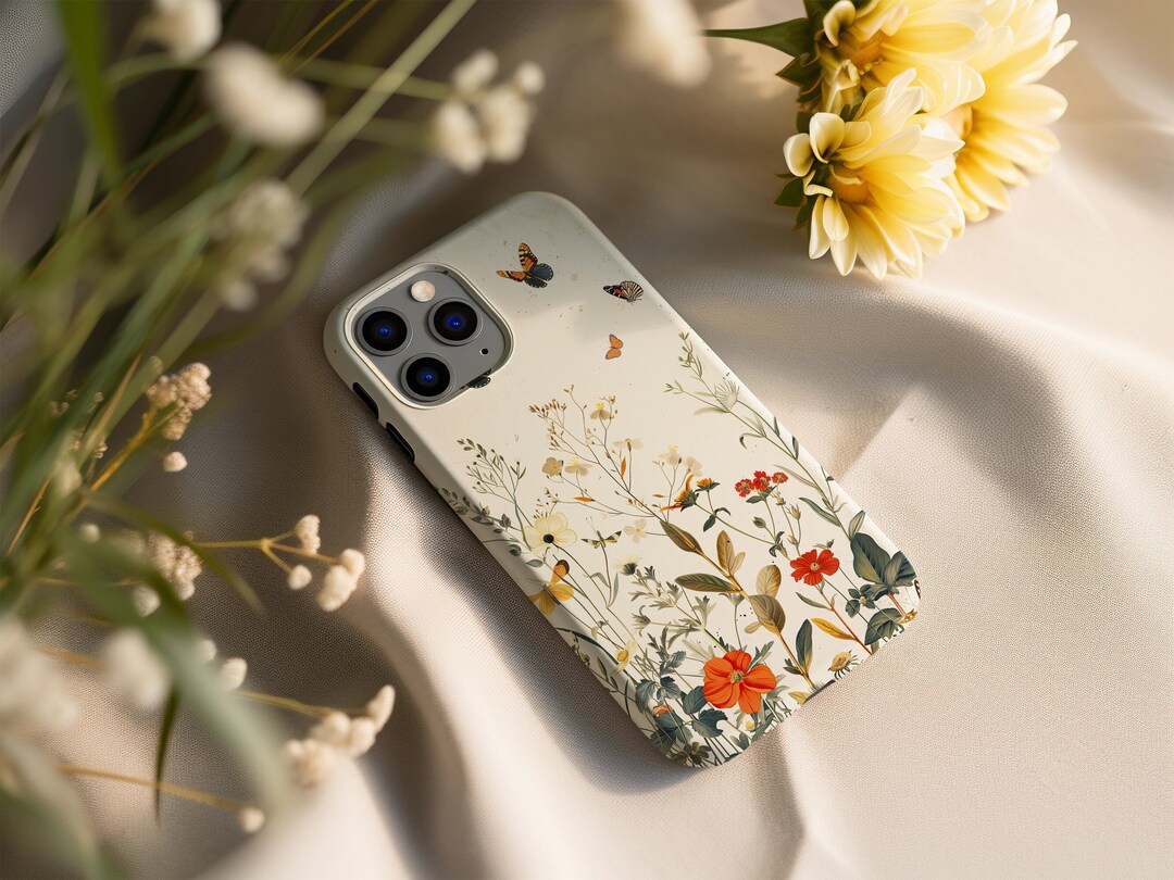 Vintage Butterfly Botany, Floral Design, iPhone 15 Case, iPhone 14 Case ...