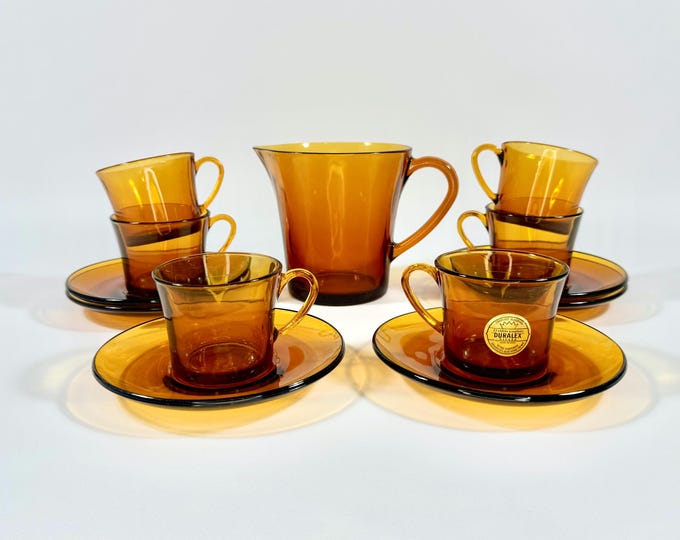 Duralex Amber Coffee Set. - Etsy