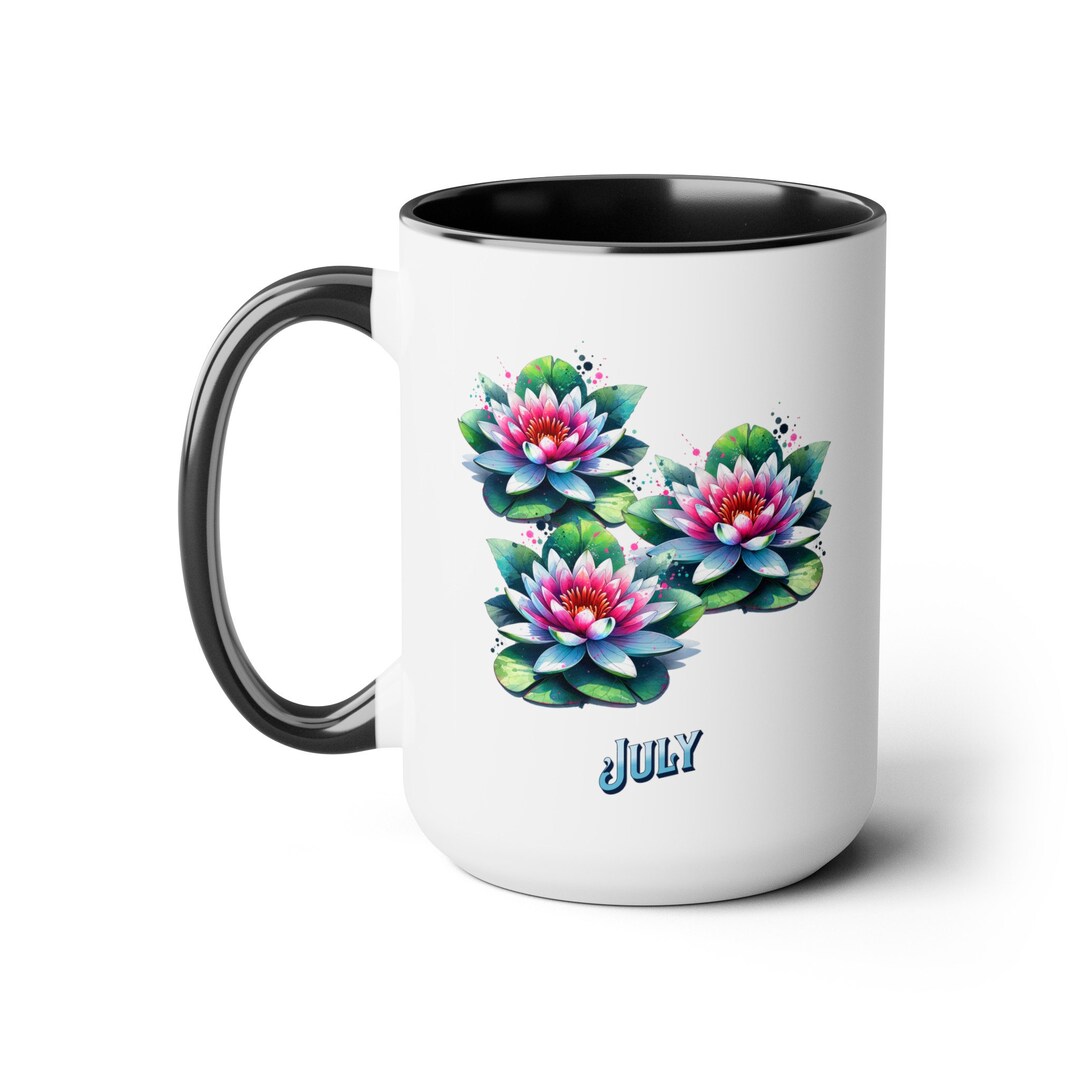 Two-tone Coffee Mugs, 15oz July Mug, Water Lily Gifts, Water Lily ...
