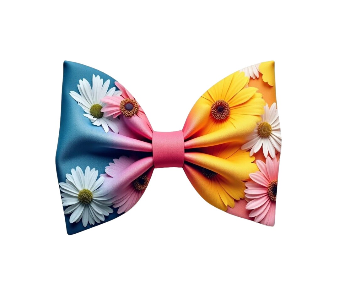 Floral Bow SVG Download, Flower Bow Cut File, Daisy Bow Design, Spring ...