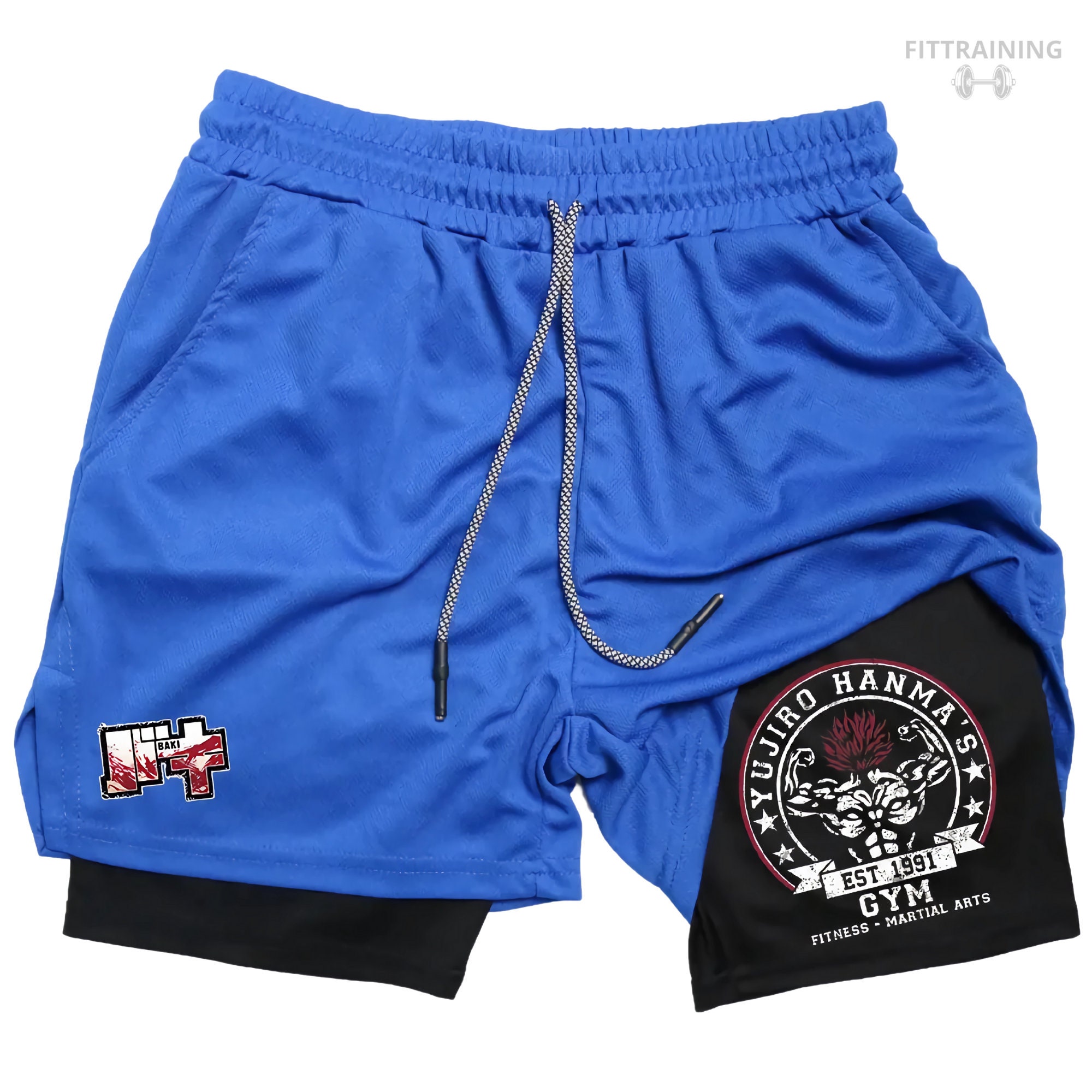 Shorts Men Gym Anime Baki Summer Sports Shorts 2 in 1 Quick Dry Workout ...