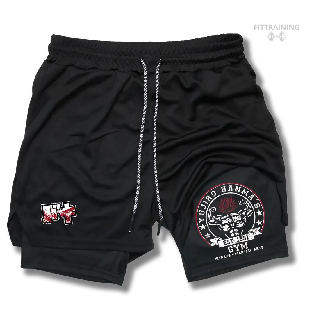 Shorts Men Gym Anime Baki Summer Sports Shorts 2 in 1 Quick Dry Workout ...