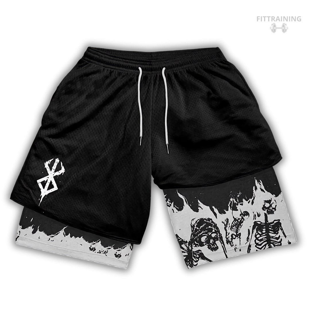 Shorts Print Sport Running 2 in 1 Gym Shorts Training Men's Summer ...