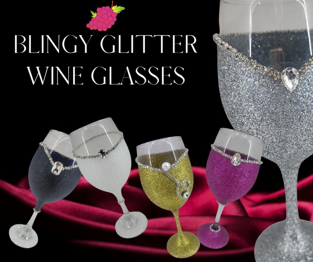 Blingy Glitter Stemless Wine Glasses: Party Decor - Etsy