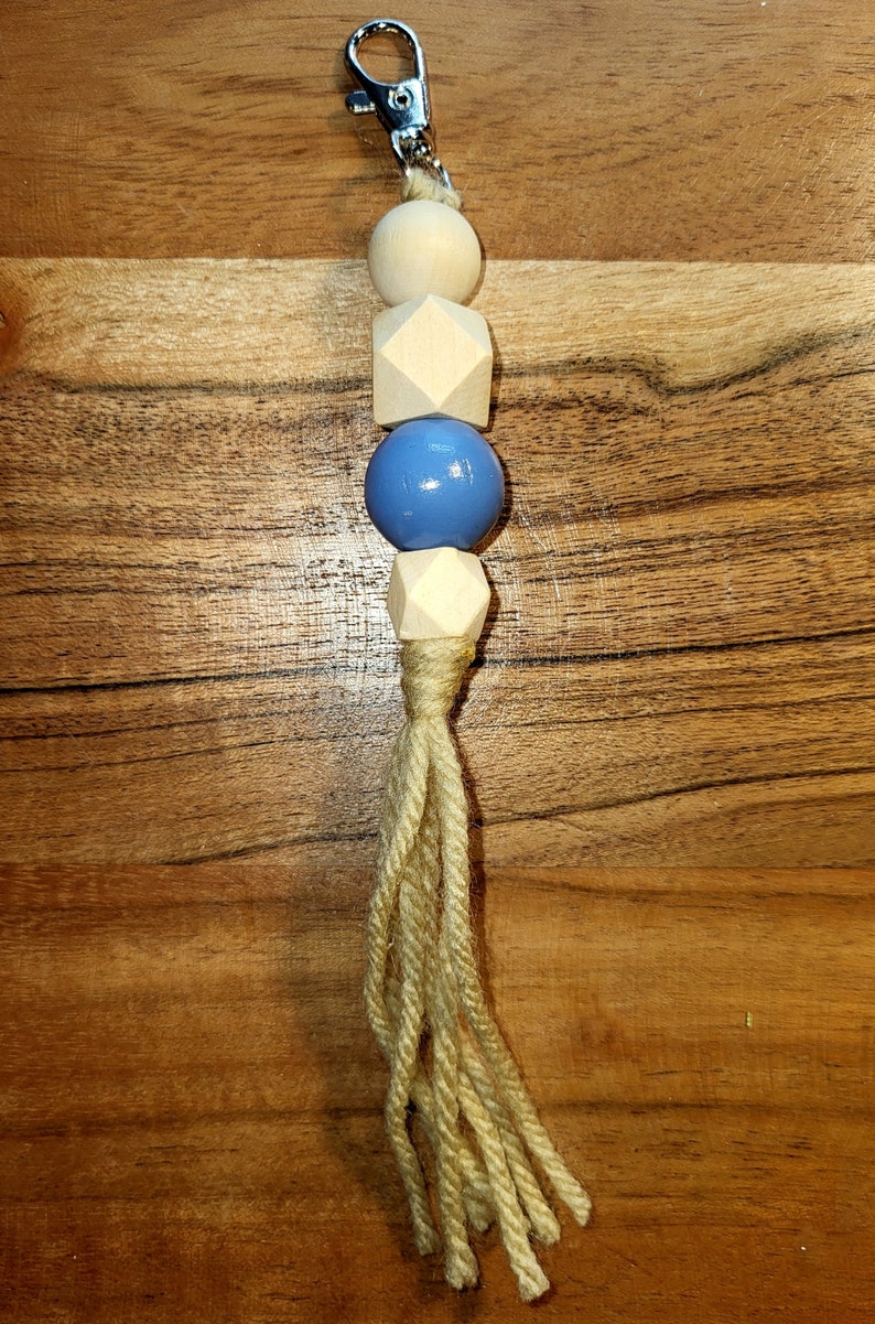 Wooden Boho Beaded Keychains, Bag Charms, Tassel Keychains - Etsy
