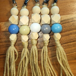 Wooden Boho Beaded Keychains, Bag Charms, Tassel Keychains - Etsy