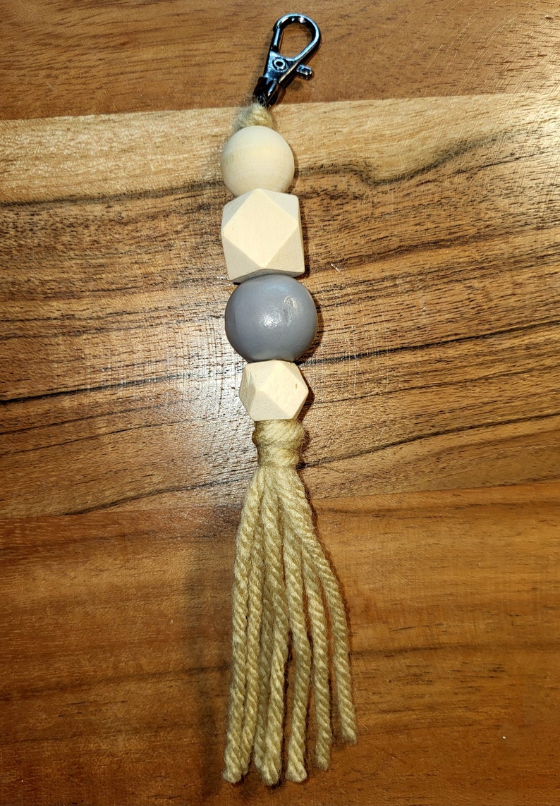 Wooden Boho Beaded Keychains, Bag Charms, Tassel Keychains - Etsy
