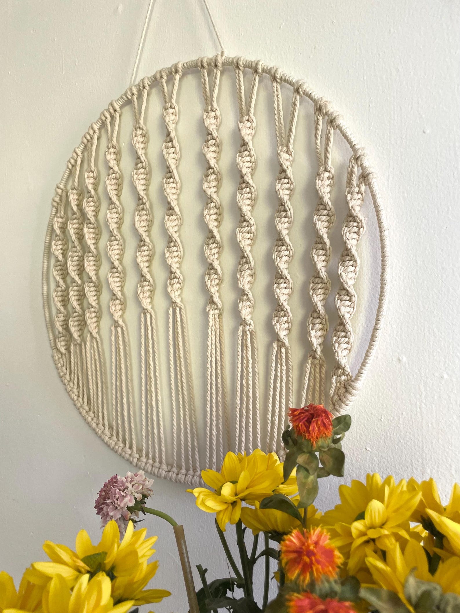 Large Wall Art Neutral Round Statement Piece Macrame Round Wall Hanging ...