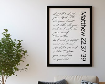 PRINTABLE | Matthew 22:37 Bible Verse Wall Art | Scripture - Etsy