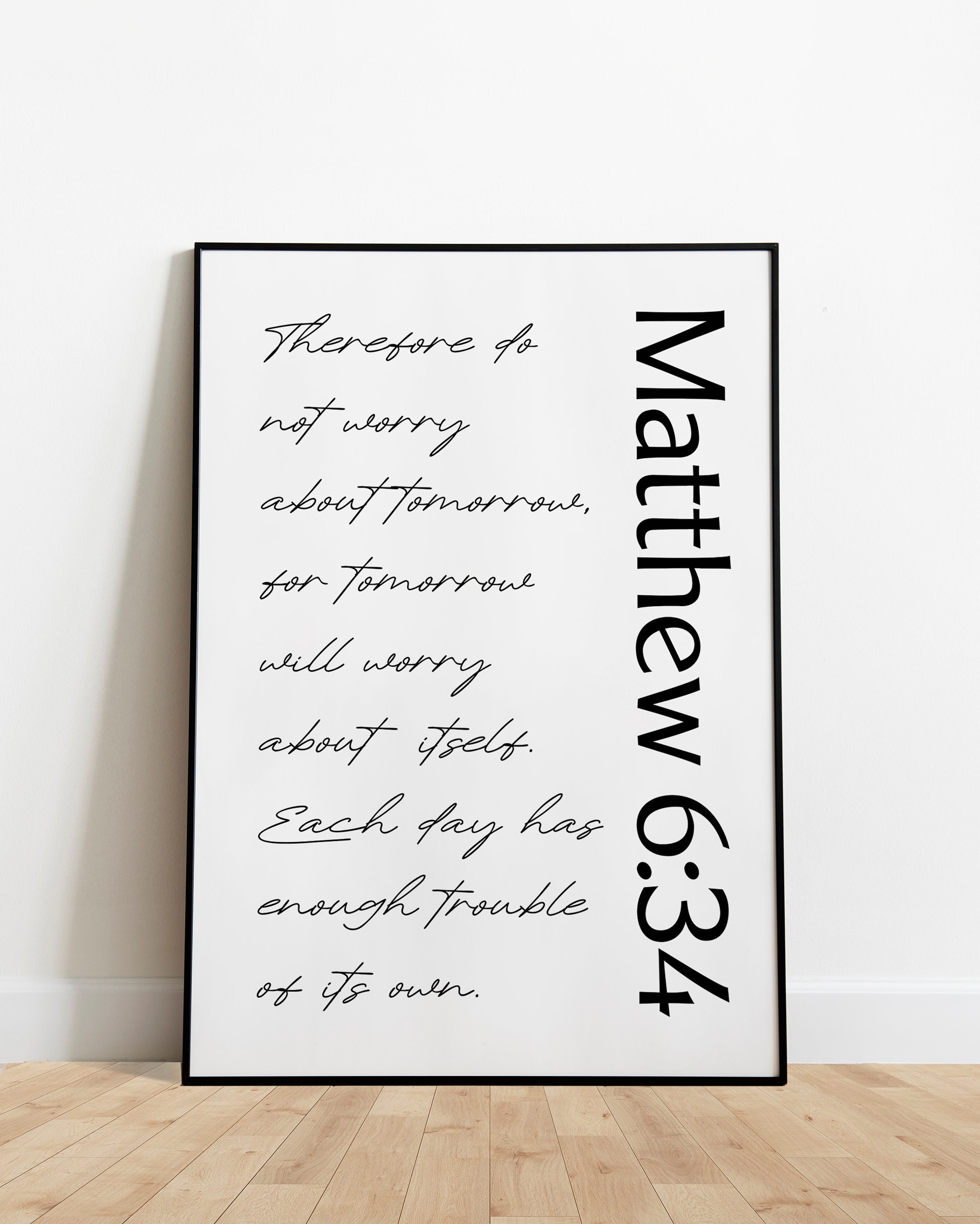 Matthew 6:34 Bible Verse Printable Wall Art Digital Download Scripture ...