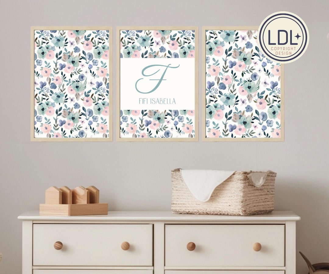 Fifi Green Personalized Nursery Wall Art – Custom Baby Name Prints ...