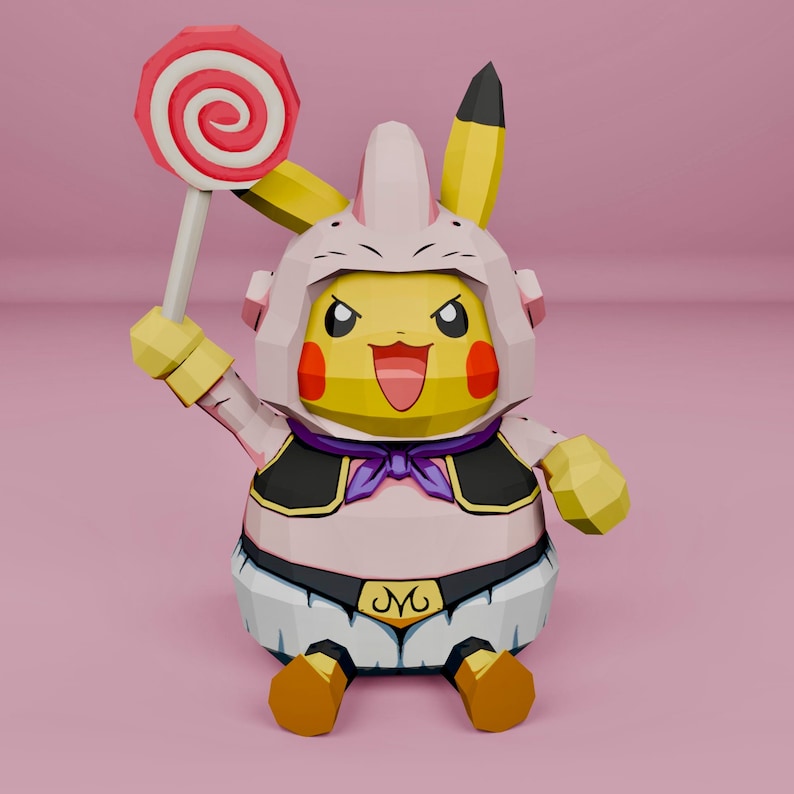 Pikachu Majin Boo Papercraft, PDF, PDO, DXF Format, Digital Template ...