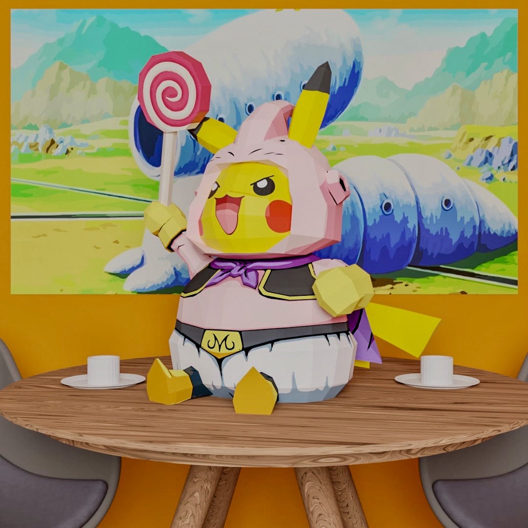 Pikachu Majin Boo Papercraft, PDF, PDO, DXF Format, Digital Template ...