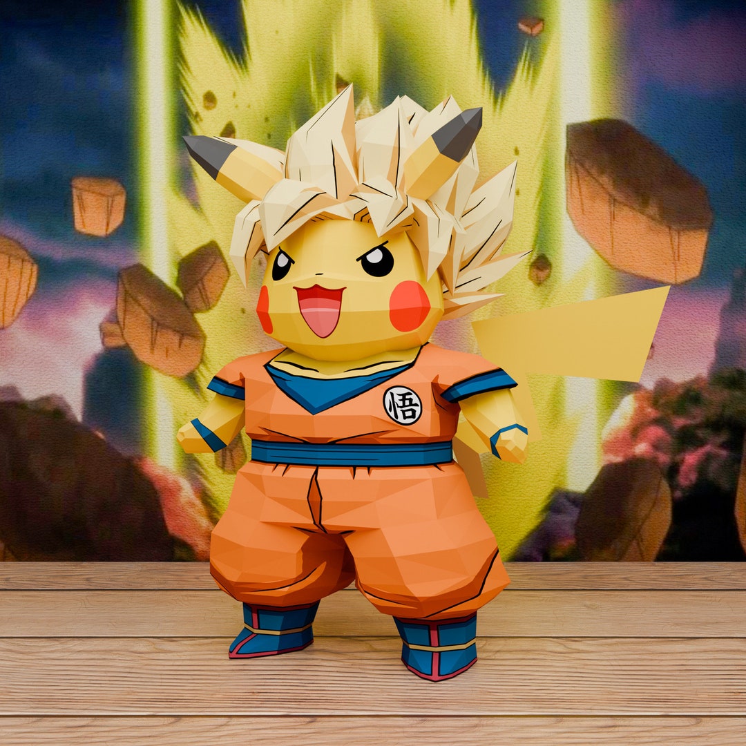 Pikachu Ssj y Ssj Blue Pack 2 en 1 Papercraft, PDF, PDO, DXF format ...