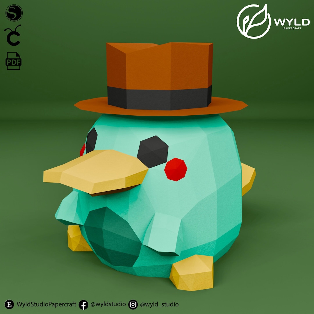 Plush Perry the Platypus Papercraft, Pdf, DXF Format, Digital Template ...