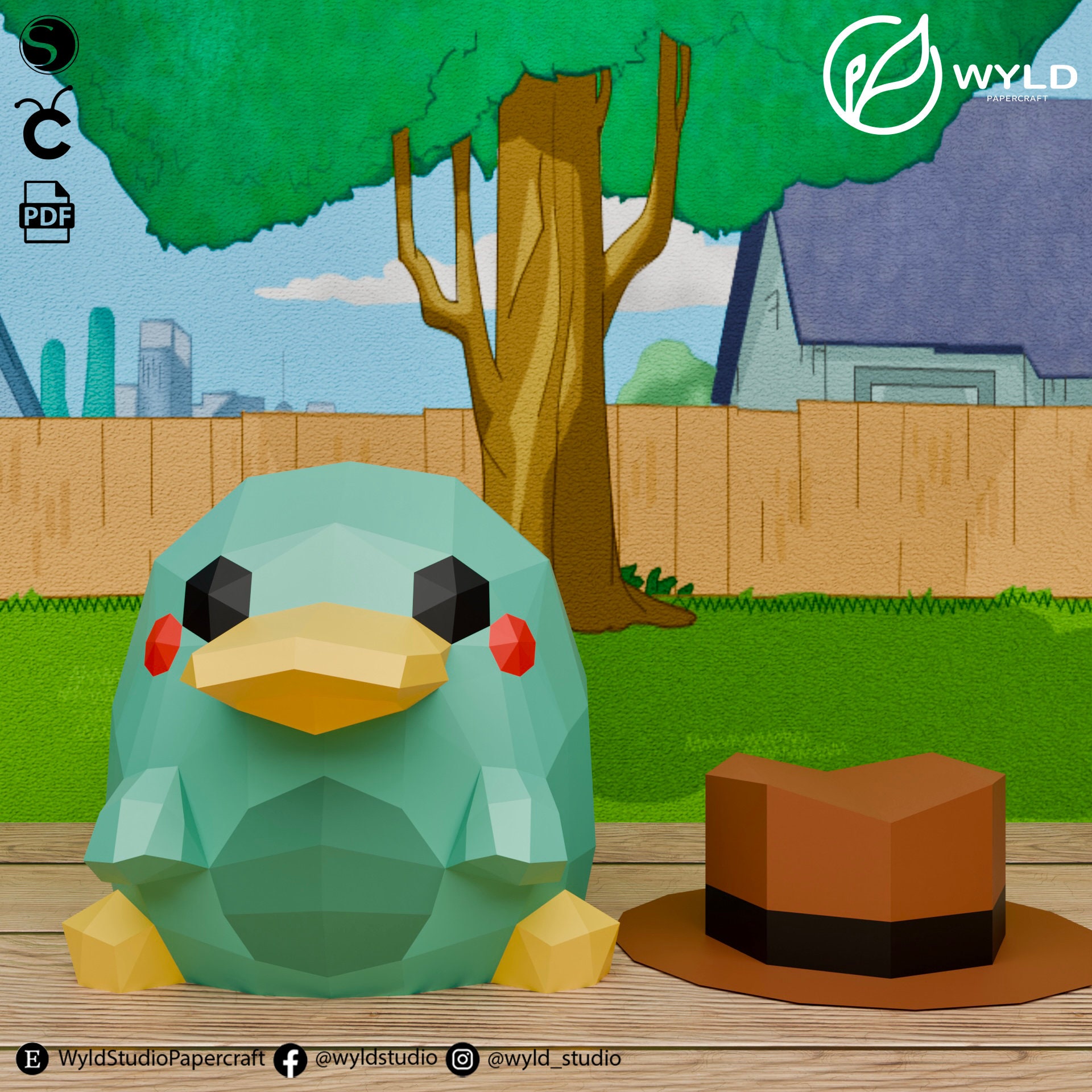 Plush Perry the Platypus Papercraft, Pdf, DXF Format, Digital Template ...