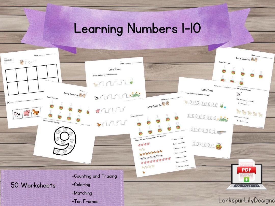 Preschool & Kindergarten Counting to 10 Worksheets, Daily Counting ...