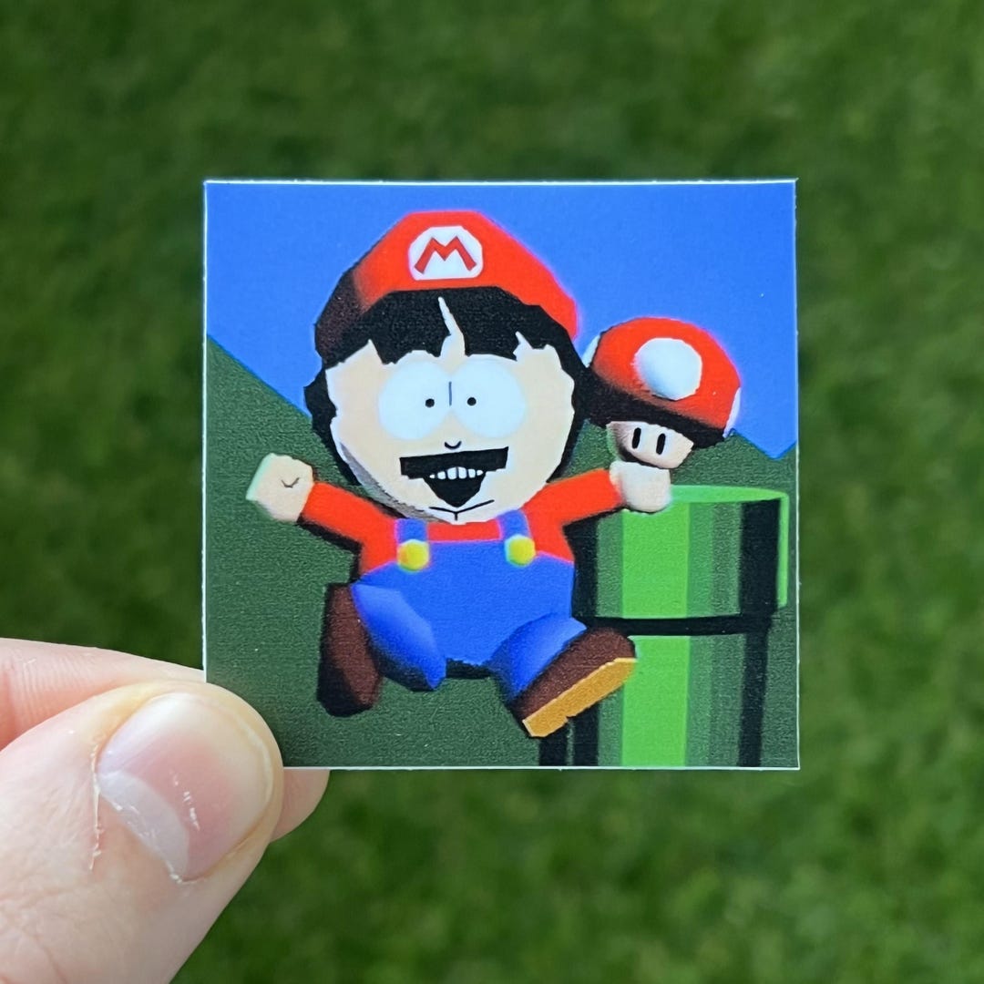 Super Marsh Bros Sticker - South Park Mario - Thick Waterproof Vinyl 2 ...